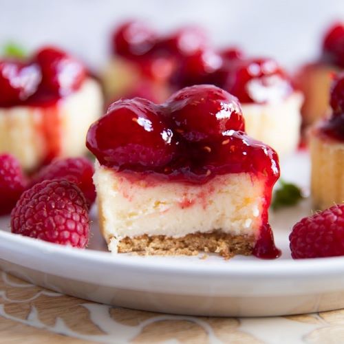 Mini-Lemon Cheesecakes with Raspberry Sauce - Complete Comfort Foods